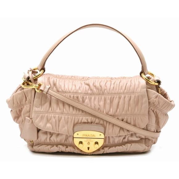 Prada | Bags | Prada Dressy Gaufre Handbag 2way Leather Cipria Light ...